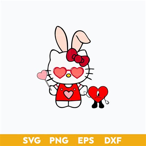 Hello Kitty Bad Bunny Valentine Svg Cat Bunny Valentine Svg Inspire
