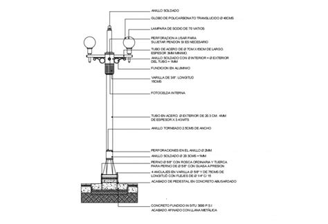 Electrical Light Pole Drawings Detail D View Autocad File