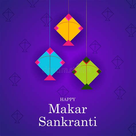 Colorful Kite Flying For Happy Makar Sankranti Religious Festival Of India Stock Vector