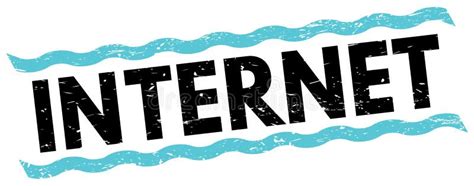 Internet Text On Blue Black Lines Stamp Sign Stock Illustration