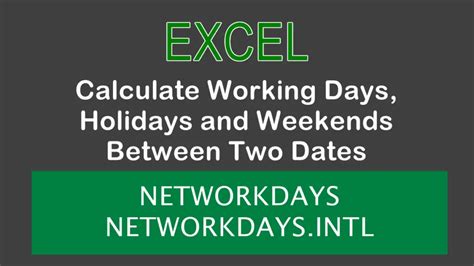 calculate working days and holidays in excel brainbell