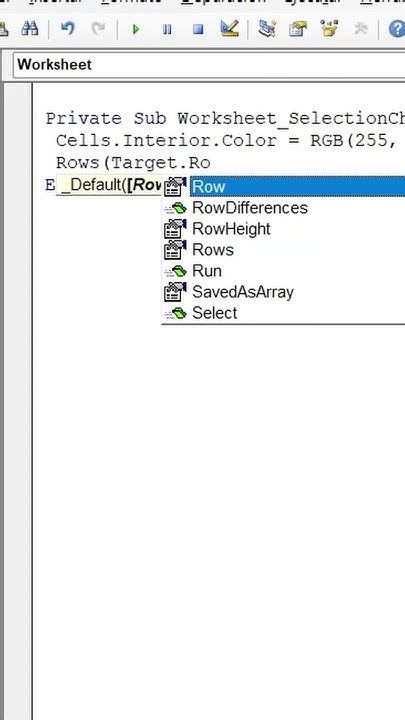 Highlight Selected Row In Excel With Vba Youtube