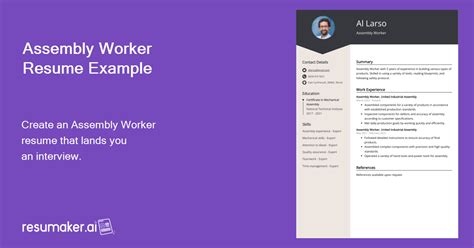Assembly Worker Resume Example For 2024