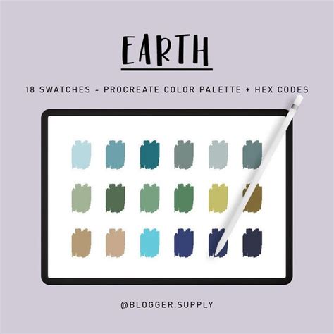 EARTH PROCREATE Color Palette Hex Color Codes Blue Green Etsy Hex