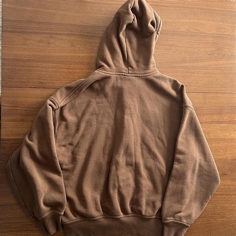 Plain Brown Zip Up Hoodie M Like New Depop