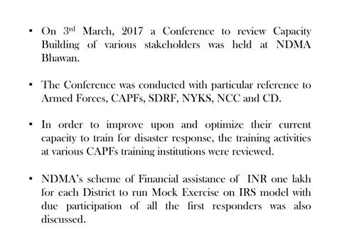 Ndma PRE EVENTS SECOND MEETING OF NPDRR Ppt Download