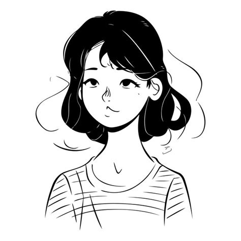 Ilustración vectorial de una hermosa mujer joven con cabello largo en