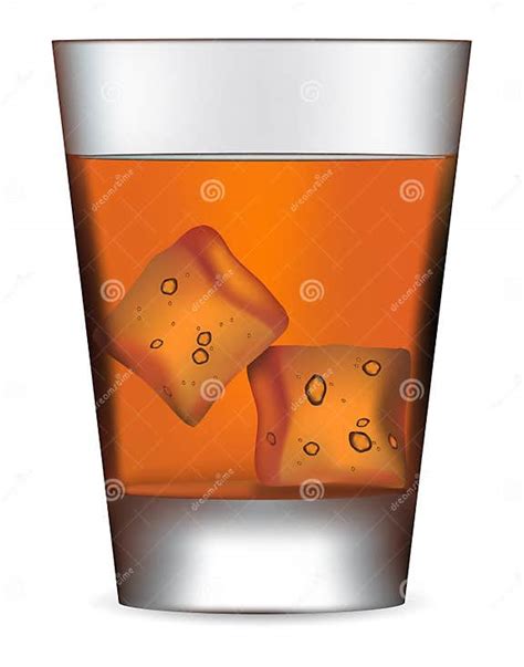 Glass Of Scotch Whiskey And Ice Stock Vector Illustration Of Object