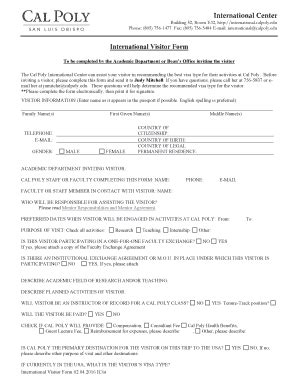 Fillable Online International Calpoly Building Room E