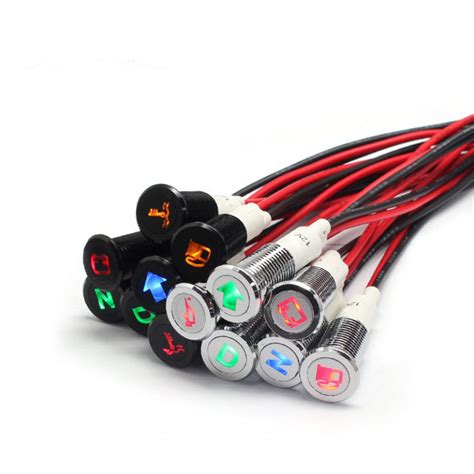 10mm 12v Red Yellow Green Bule Custom Symbol Indicator Light With Wire