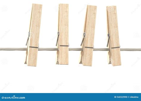 Pinzas De Madera En Cuerda Para Tender La Ropa Stock de ilustración