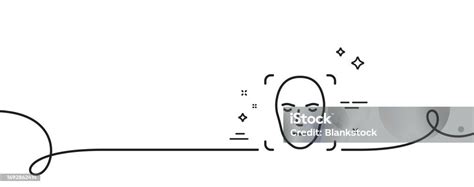 얼굴 인식 라인 아이콘입니다 머리 인식 표시입니다 컬이 있는 연속 라인 벡터 Brand Name Smart Phone에 대한