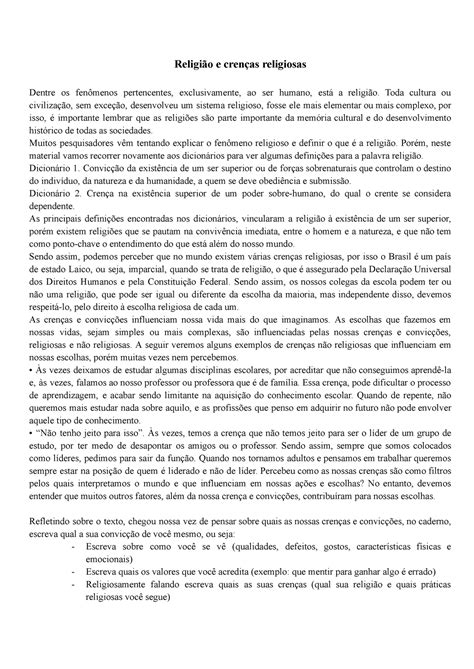 Religião E Crenças Religiosas Religião E Crenças Religiosas Dentre Os