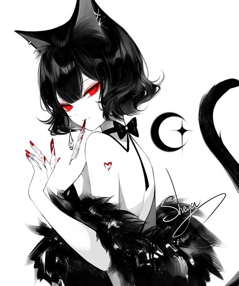 Bareback Red Eyes Cat Ears Cat Tail Cat Girl Hd Phone Wallpaper