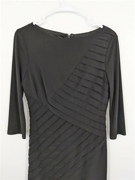 Adrianna Papell Shutter Pleated Sheath Dress Black 3 Gem