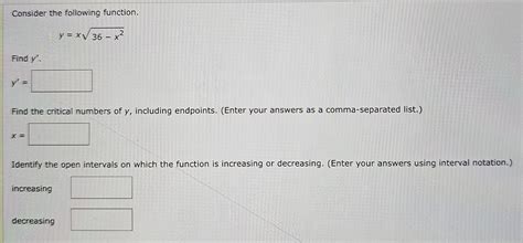 Solved Consider The Following Functionyx36 X22find