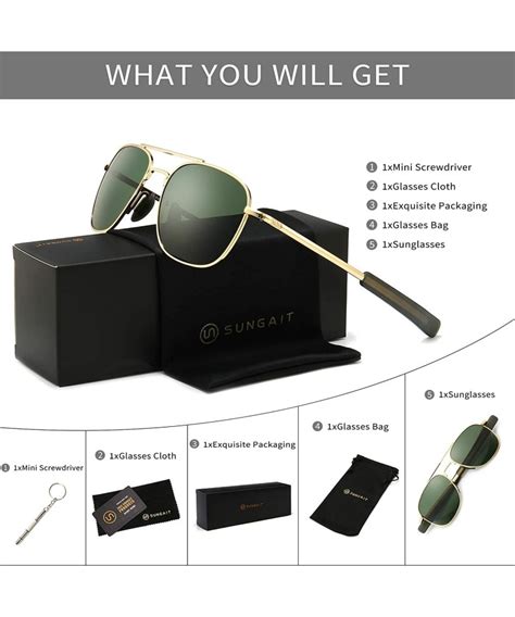 Mens Military Style Polarized Pilot Aviator Sunglasses Bayonet Temples