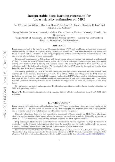 pdf interpretable deep learning regression for breast density
