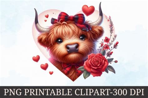 Valentines Day Highland Cow Clipart Graphic By Designcity Creative