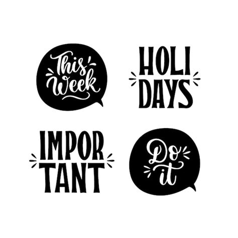 Free Vector Lettering Planner Sticker Set