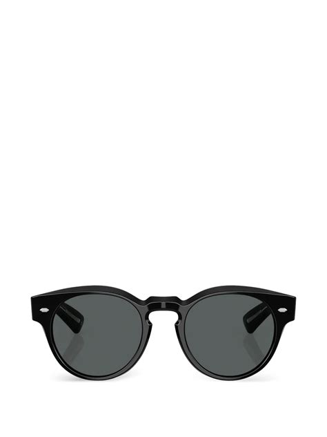 Oliver Peoples Round Frame Sunglasses Black Farfetch Uk