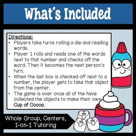 Winter Holiday Hot Cocoa Decoding Game For Kindergarten 1st 2nd Cvc