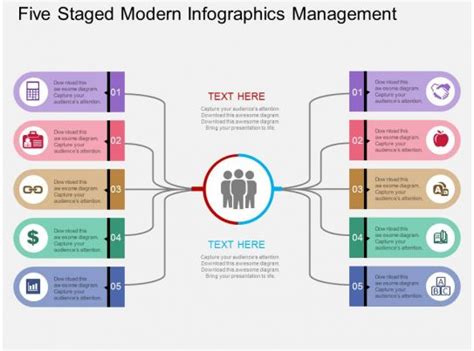 Five Staged Modern Infographics Management Flat Powerpoint Design