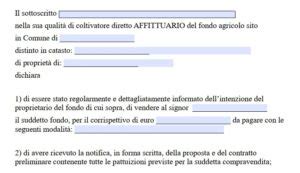 Fac Simile Rinuncia Al Diritto Di Prelazione Per Terreno Agricolo Word