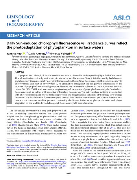 Pdf Daily Sun‐induced Chlorophyll Fluorescence Vs Irradiance Curves