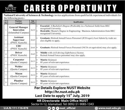 National University Of Science And Technology Jobs 02 Jul 2019