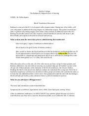 Blood Transfusion Case Study 2 Docx Molloy College The Barbara H