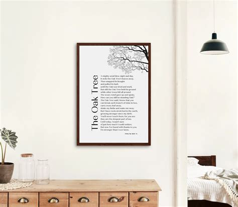 Oak Tree Poem Nature Wall Art Inspirational Art Print Etsy