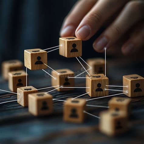 Interconnected Wooden Blocks Representing A Business Network Stock Illustration Illustration