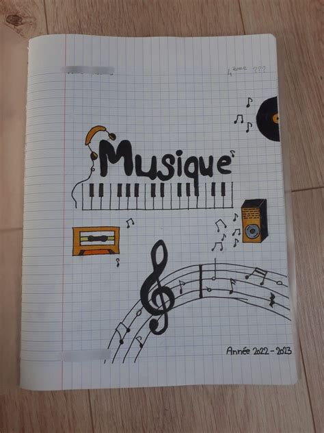 Page de garde musique Illustrations de carnet à dessins Cahier de