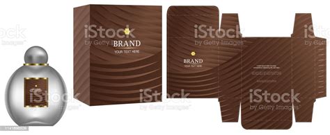 포장 디자인 갈색 럭셔리 상자 템플릿과 모의 상자와 화장품 용기에 라벨 일러스트 벡터입니다 금 금속에 대한 스톡 벡터 아트 및