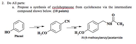 Solved Propose A Synthesis Of Cycloheptanone From