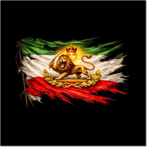 Iran Flag With Lion And Sun Emblem Persian Heritage Iran Flag Lion