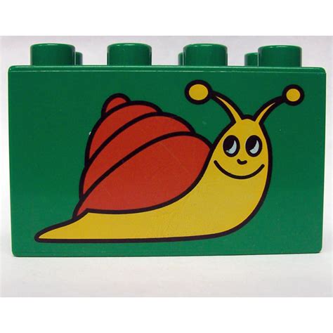 Duplo Green Brick 2 X 4 X 2 With Happy Snail 31111 Brick Owl Lego