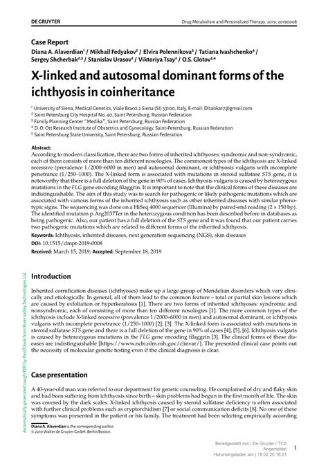 Pdf X Linked And Autosomal Dominant Forms Of The Ichthyosis In