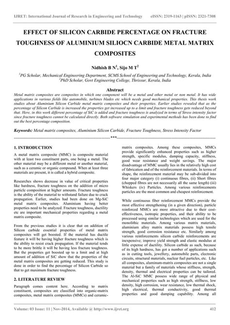 Effect Of Silicon Carbide Percentage On Fracture Toughness Of Aluminium
