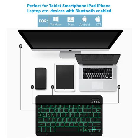 GetUSCart Backlit Bluetooth Keyboard Small Portable External Wireless Keyboard Cordless
