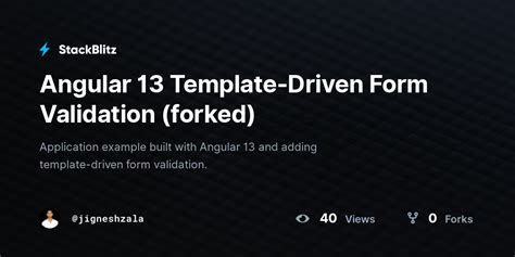 Angular 13 Template Driven Form Validation Forked Stackblitz