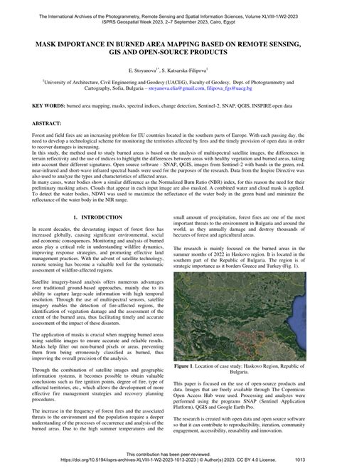 Pdf Mask Importance In Burned Area Mapping Based On Remote Sensing Gis And Open Source Products