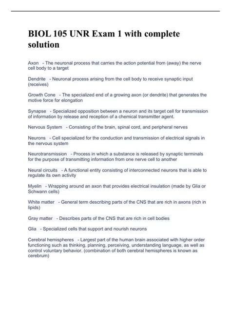 BIOL 105 UNR Exam 1 With Complete Solution BIOL 105 Stuvia US