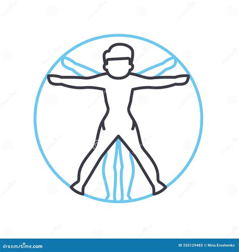 Virtruvian Man Line Icon Outline Symbol Vector Illustration Concept
