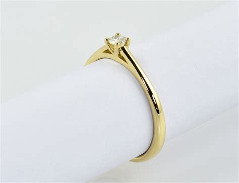 Solitär Diamant Ring 585 000 14 K Gelbgold Brillant 0 11 ct Juwelier