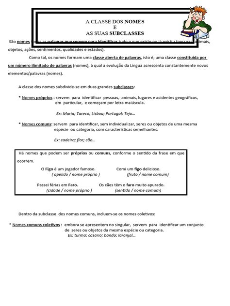 A Classe Dos Nomes E As Suas Subclasses Pdf
