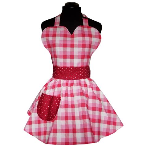 Pink Plaid Valentines Day Apron Sexy Aprons For Women Vintage Plaid