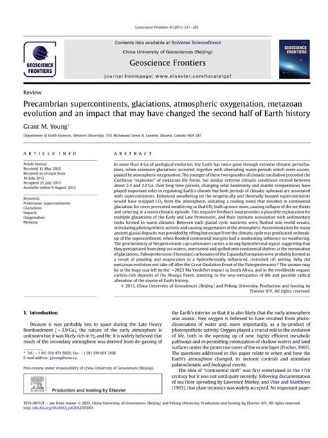 Pdf Precambrian Supercontinents Glaciations Atmospheric Impacts