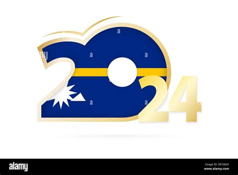 Year 2024 With Nauru Flag Pattern Vector Illustration Stock Vector